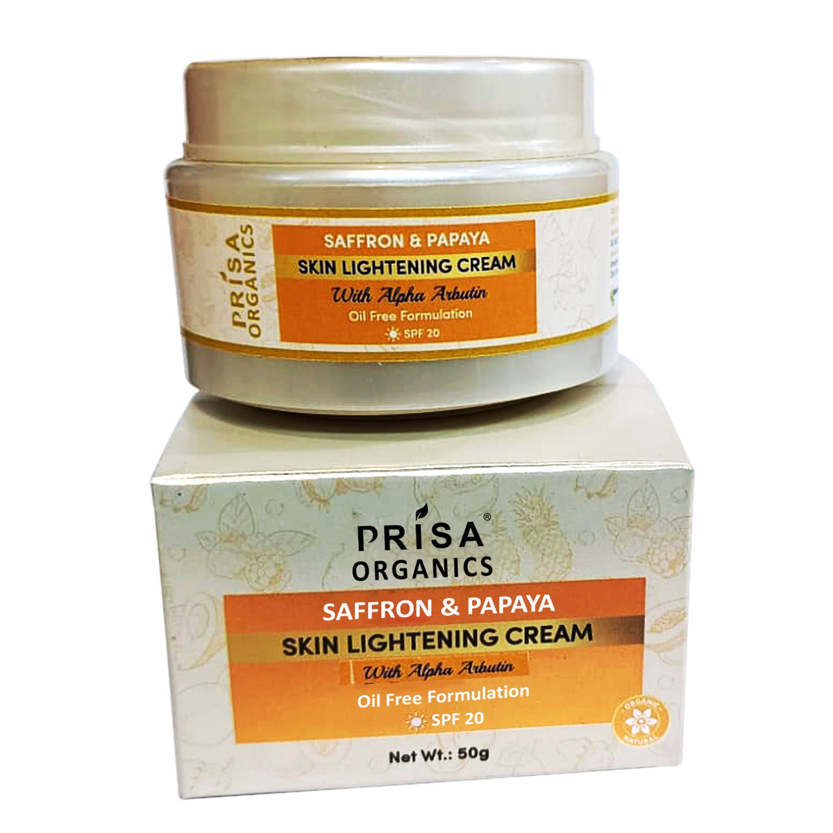 Prisa Organics skin lightening face cream with alpha arbutin